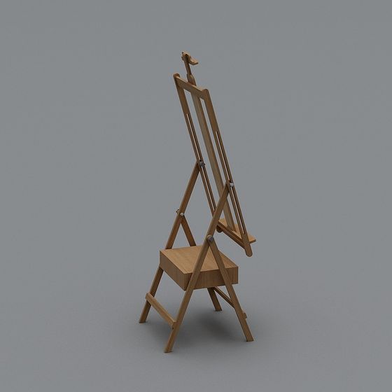 Low Poly Wooden Easel 3D model