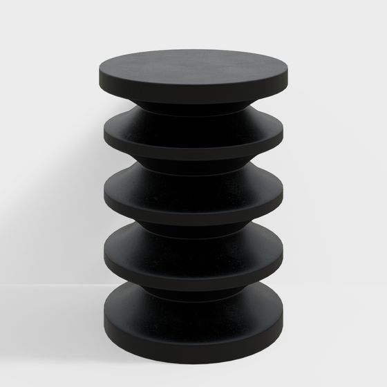 Shadow Round Table 3D Model – Black Mirror Finish