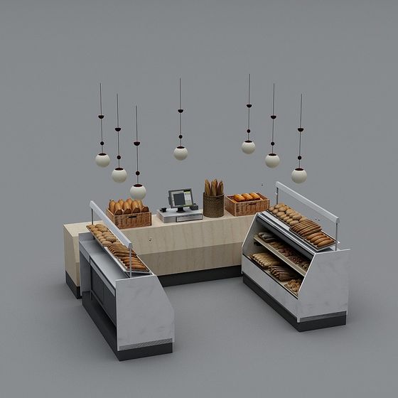 Bakery Counter Delight 3D Model – Wood & Metal Finish