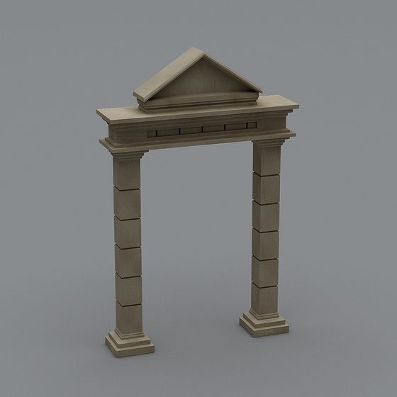 Stunning Roman Porch 3D model with Classic Aesthetics