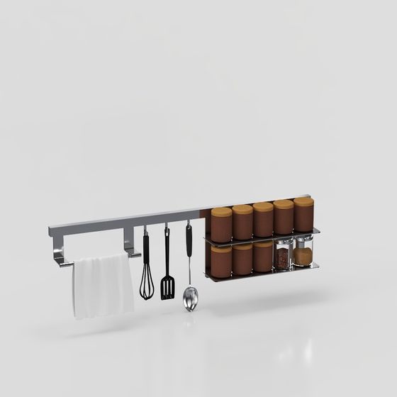 Wall-Mounted Spice Rack 3D model for Modern Kitchens