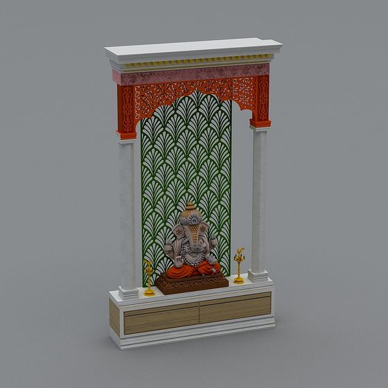 Elegant Low-Poly Indian Altar 3D model