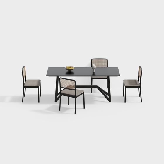 Urban Dining Table and Chairs Set – Modern Low-Poly Design