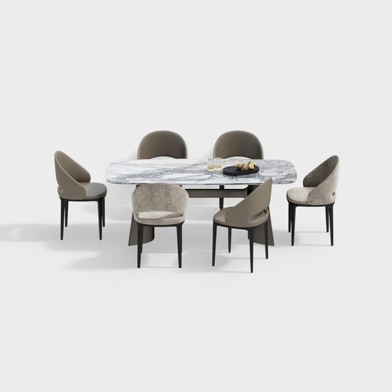 Modern Low Poly Dining Set 3D model for Contemporary Spaces