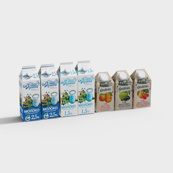 Fresh Dairy & Juice Packaging 3D model