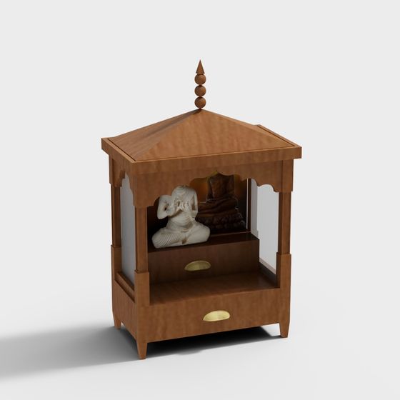 Ornate Wooden Buddha Altar 3D model