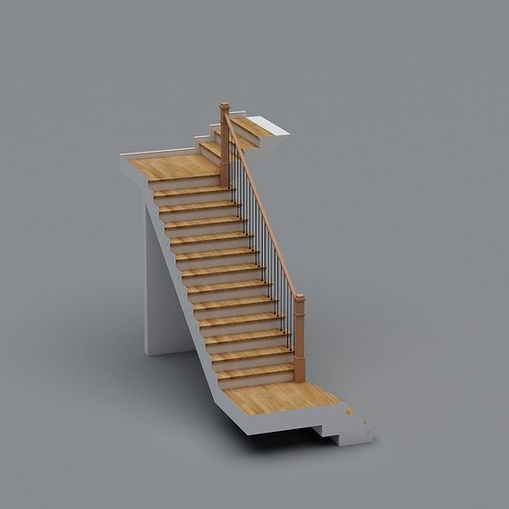 Stylish Low-Poly Stairs 3D Model – Wood and Metal Blend