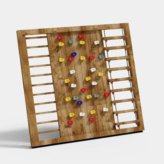 Vibrant Low-Poly Climbing Wall 3D model