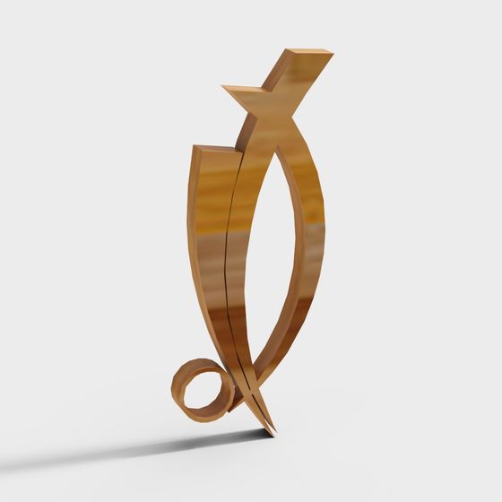 Golden Scroll 3D Model – Low-Poly Metallic Design