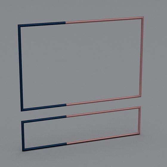 Two-Tone Rectangular Frame 3D Model – Blue & Rose Gold