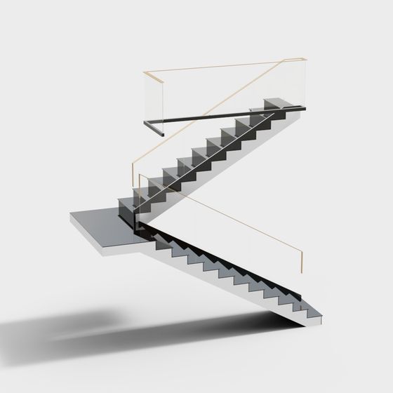 Elegant Low-Poly Modern Staircase 3D model