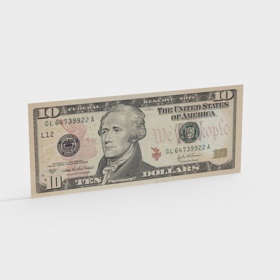 $10 Bill 3D Model for Creative Use