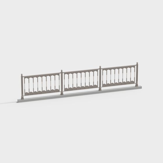 Urban Wing Elegant Railing 3D Model – Geometric Metal Design