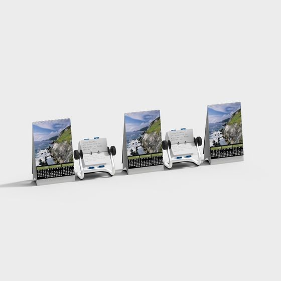 Desk Calendar Stand 3D Model – Sleek White Frame