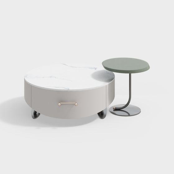 Urban Relaxation Coffee Table 3D Model – Marble & Gold Details