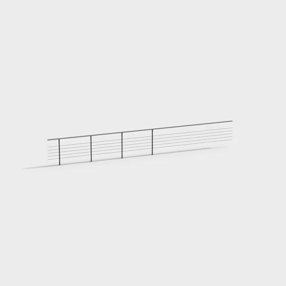 Elegant Low-Poly Railing 3D Model – Gray Metallic Design