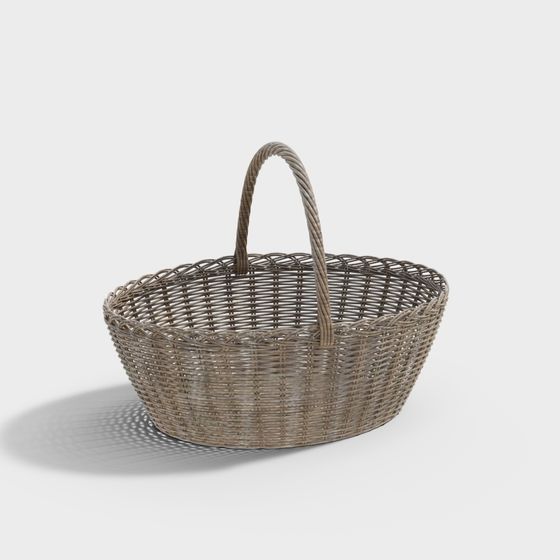Rustic Low-Poly Woven Basket 3D model