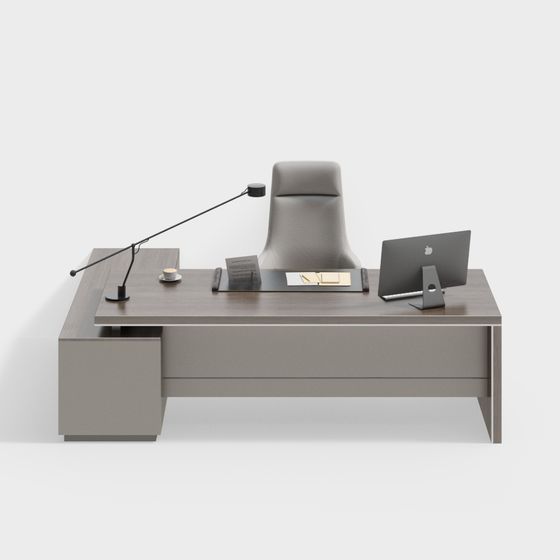 Modern Low-Polygon Office Desk 3D Model