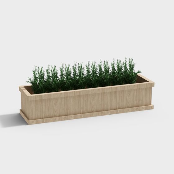 Stunning Wooden Planter Box 3D model