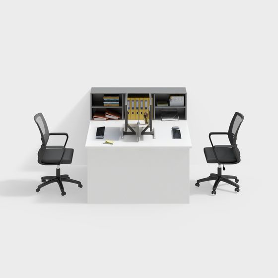 Minimalist Office Desk and Chair 3D Model – Modern Workspace