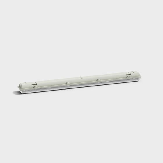 Industrial Tube Light 3D Model – Minimalist Gray Finish