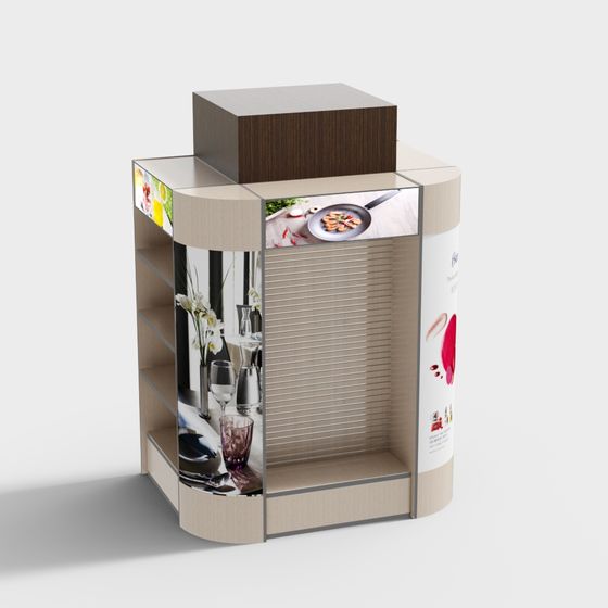Stylish Low-Poly Display Cabinet 3D model