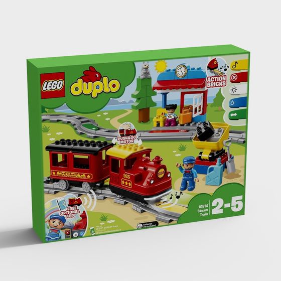 Colorful LEGO Duplo Steam Train Set 3D model