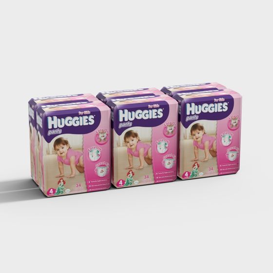 Huggies Baby Pants 3D Model – Colorful Detailed Design