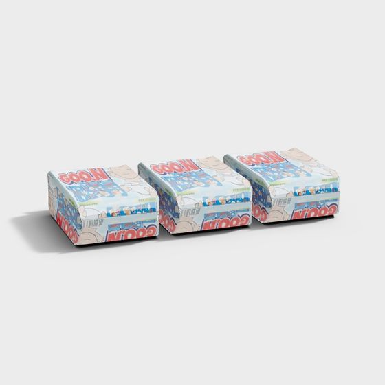 Goon Comic Boxes 3D Model – Vibrant Low-Poly Design