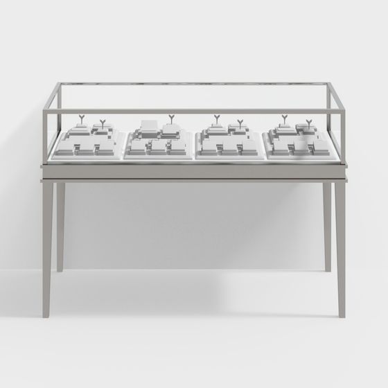 Minimalist Showcase Display Cabinet 3D Model – Low-Poly Design