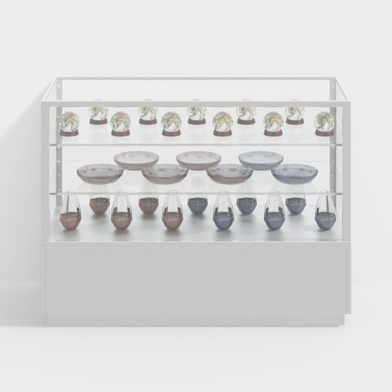 Sleek Display Cabinet 3D model for Modern Aesthetics