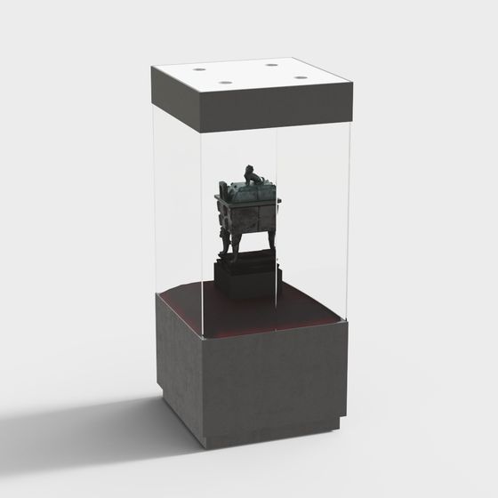 Museum Display Case 3D Model – Low-Poly Historical Design