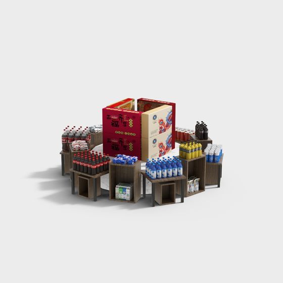 Stylish Low-Poly Shelf 3D model for Virtual Spaces