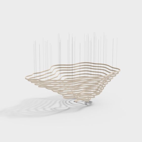 Woven Wave Basket Low Poly 3D model