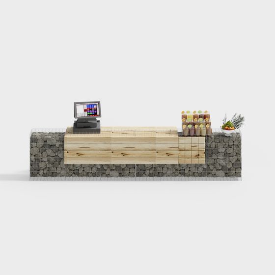 Elegant Gray and Brown Hotel Cashier 3D Model – Free