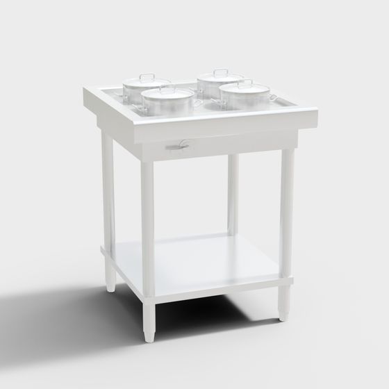 Modern Minimalist Kitchen Workbench 3D Model – Sleek Design