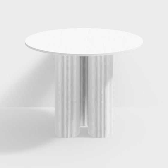 Origami Round Table 3D Model – Minimalist White Design