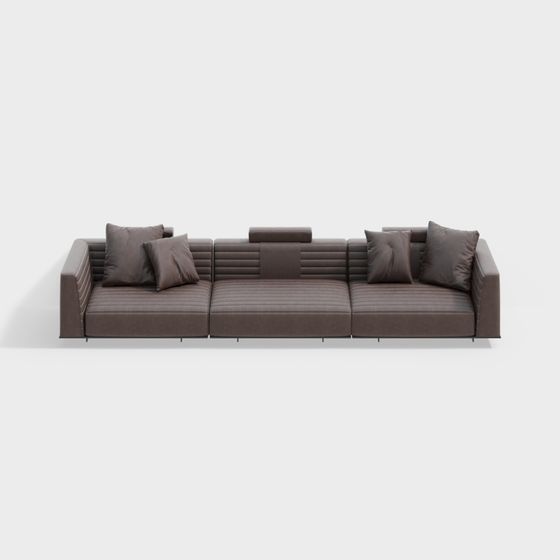 Poliform Brown Multi-Seat Sofa 3D Model – Free Download