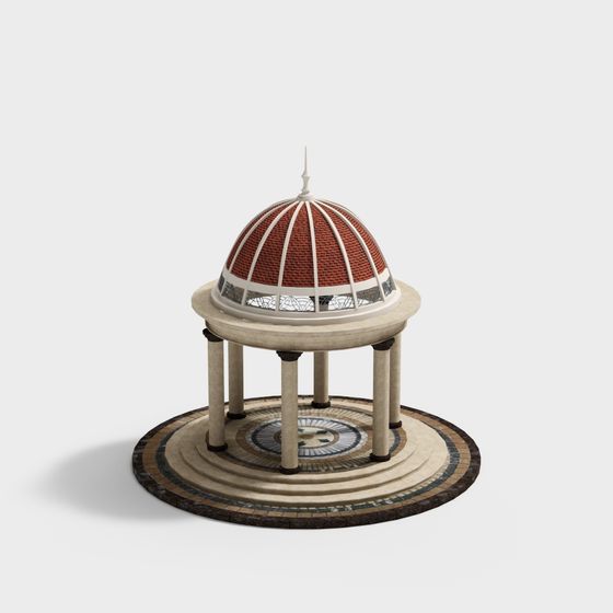 Low-Polygon Pavilion 3D Model with High Detail