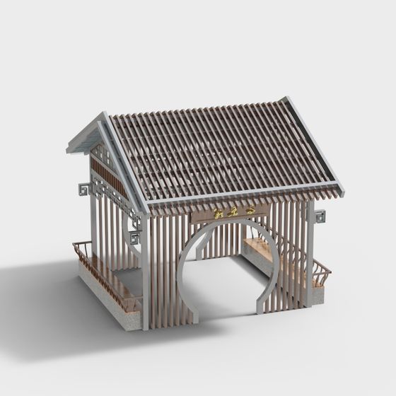 Oriental Gateway 3D model - A Blend of Modern and Traditional