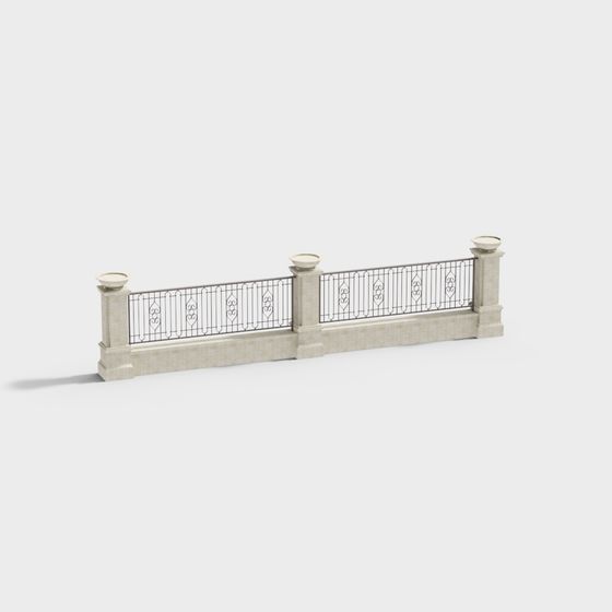 Elegant Classical Railing 3D model