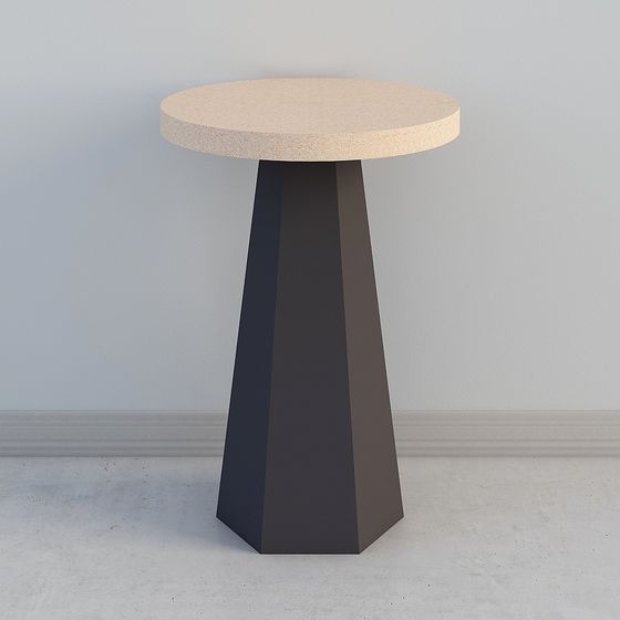 Hexagonal Side Table 3D Model – Round Gray Free
