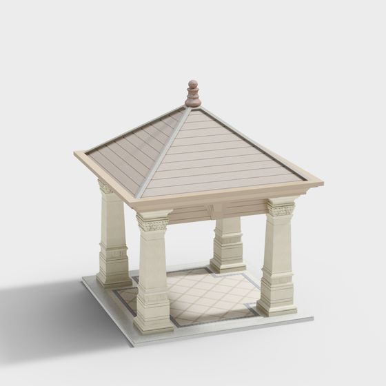 Elegant Low-Polygon Pavilion 3D model