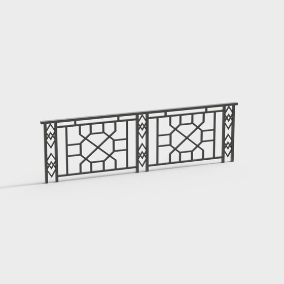 Elegant Low-Poly Metal Railing 3D model
