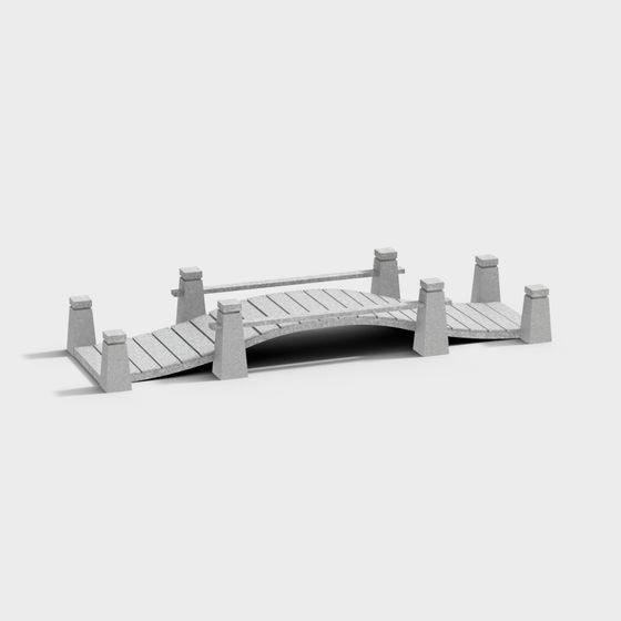 Lakefront Low-Poly Bridge 3D Model – Minimalist Wooden Design
