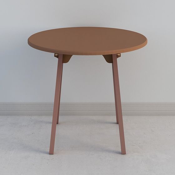 Low-Poly Round Table 3D Model – Minimalist Pink-Brown