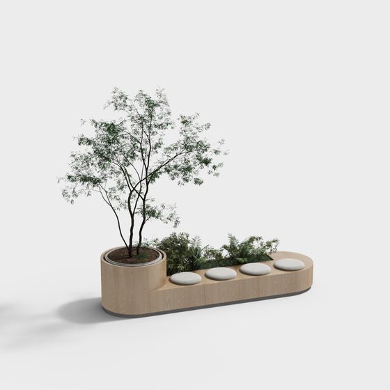 Urban Green Plant Bench 3D model