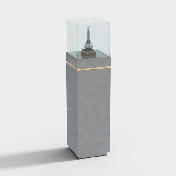 Elegant Low-Poly Display Cabinet 3D model
