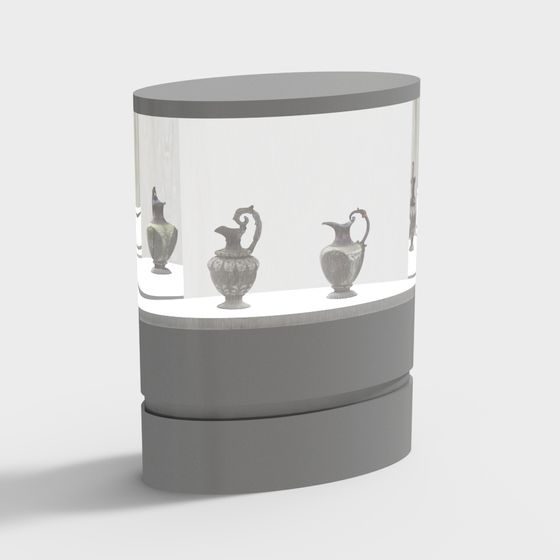 Elegant Vintage-Modern Display Case 3D Model – Glass Dome