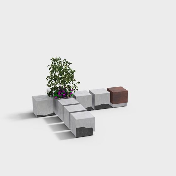 Low-Poly Concrete Planter 3D model